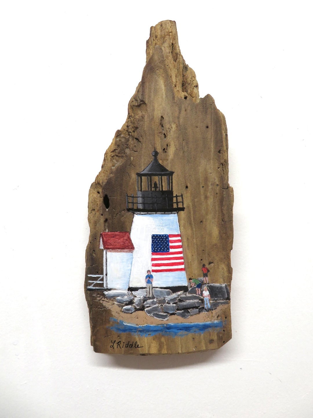 Brandt Point Lighthouse Painting on Driftwood - Nantucket, MA (10x4.5 ...