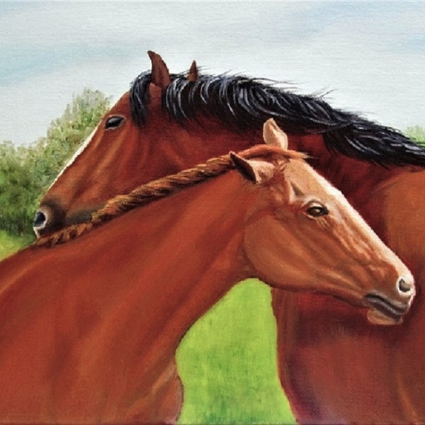 Two Horses Painting - Etsy
