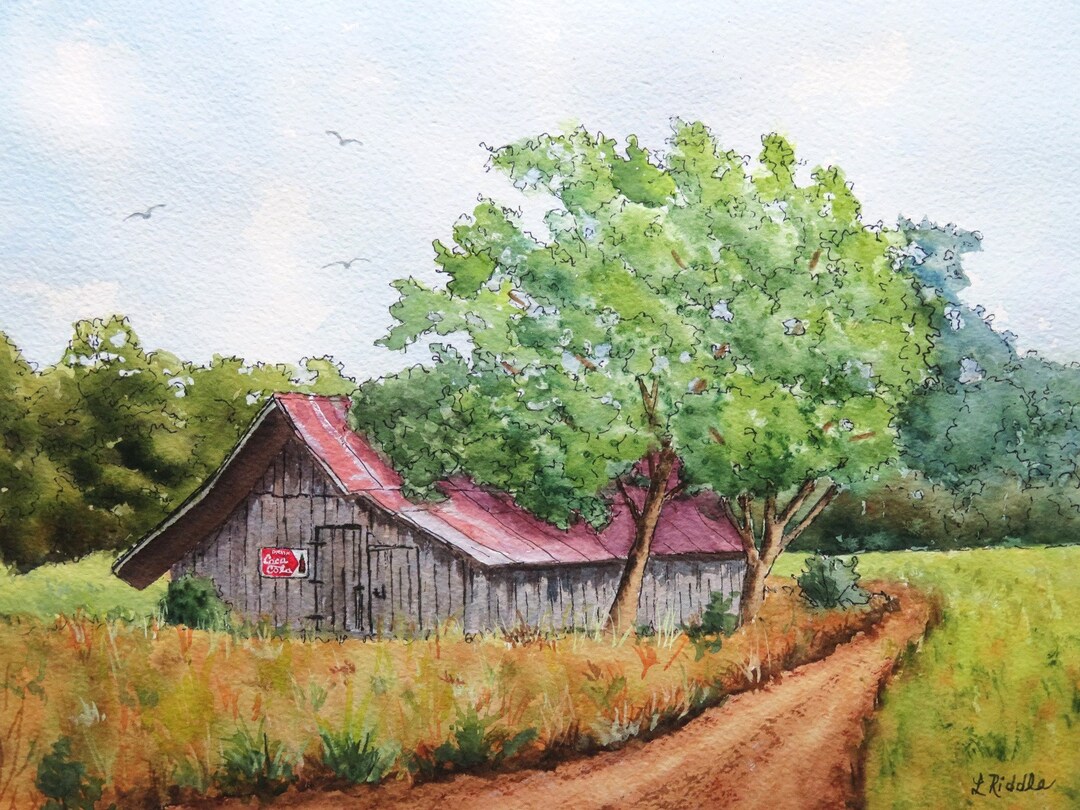 Old Barn 12x16 Watercolor Original, Gray Barn, Coca Cola Sign, Coke Ad ...