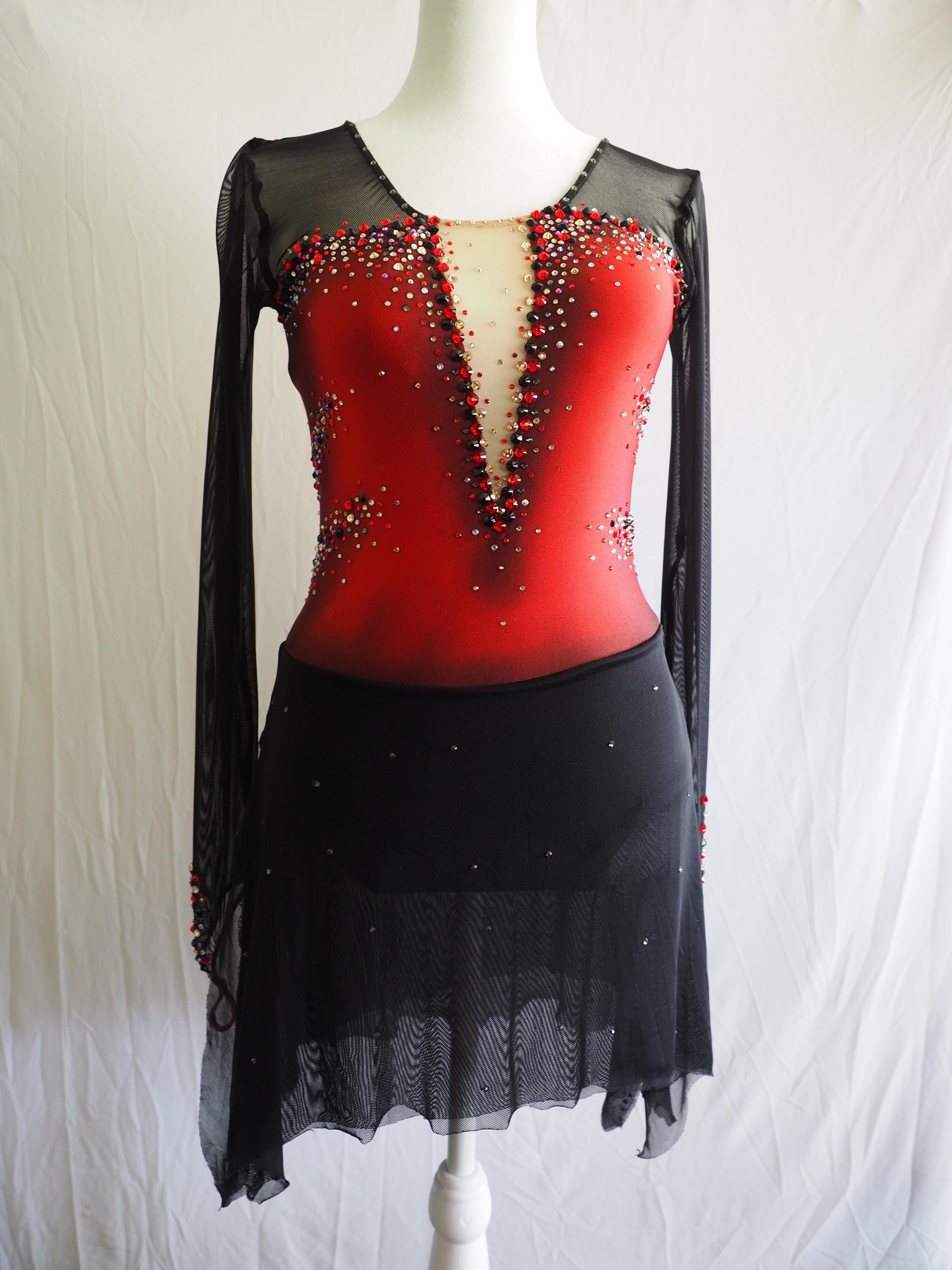 Figure Skating Competition Dress Ombre Red and Black With Crystals ...