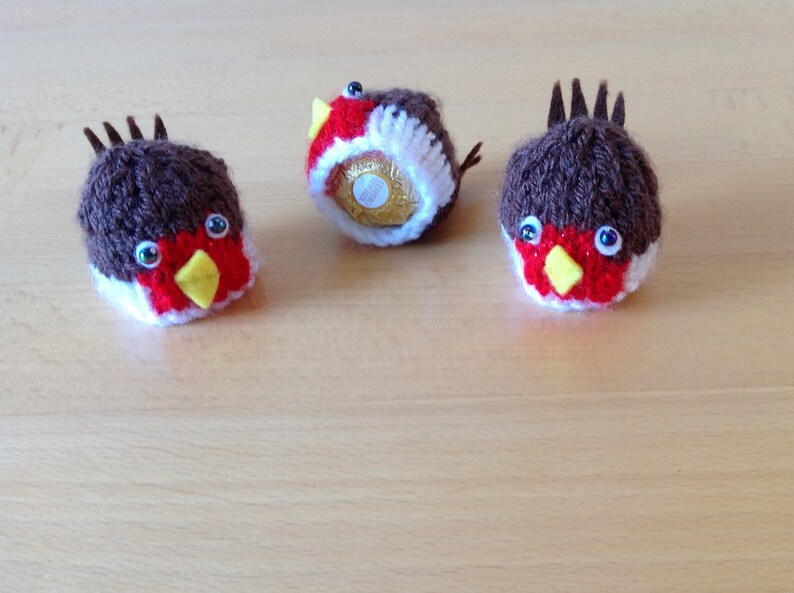 A Cute Hand Knitted Robin to Cover a Ferrero Rocher Chocolate. | Etsy