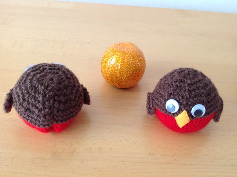 A Hand Knitted Robin, Cover for a Chocolate Orange. for Christmas or ...