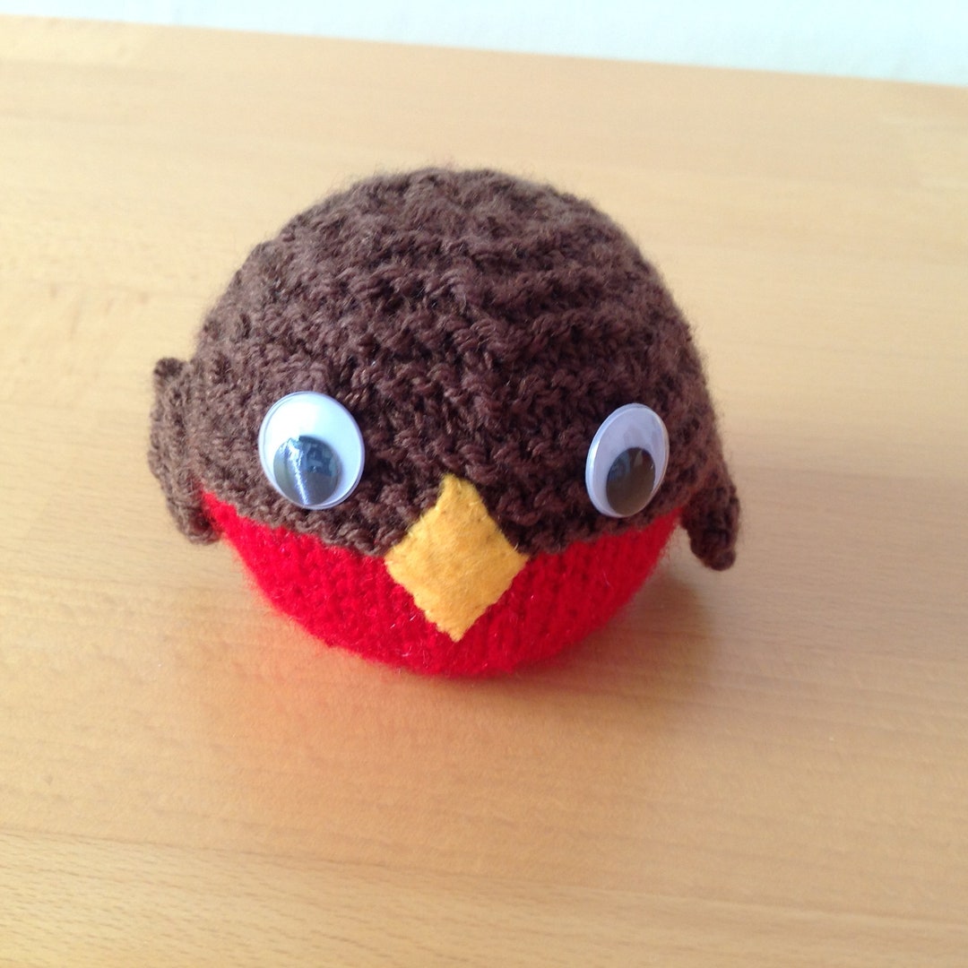 A Hand Knitted Robin, Cover for a Chocolate Orange. for Christmas or ...