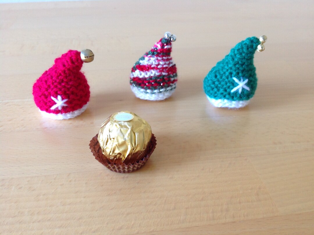 Santa's Hat Hand Knitted to Cover a Ferrero Rocher - Etsy