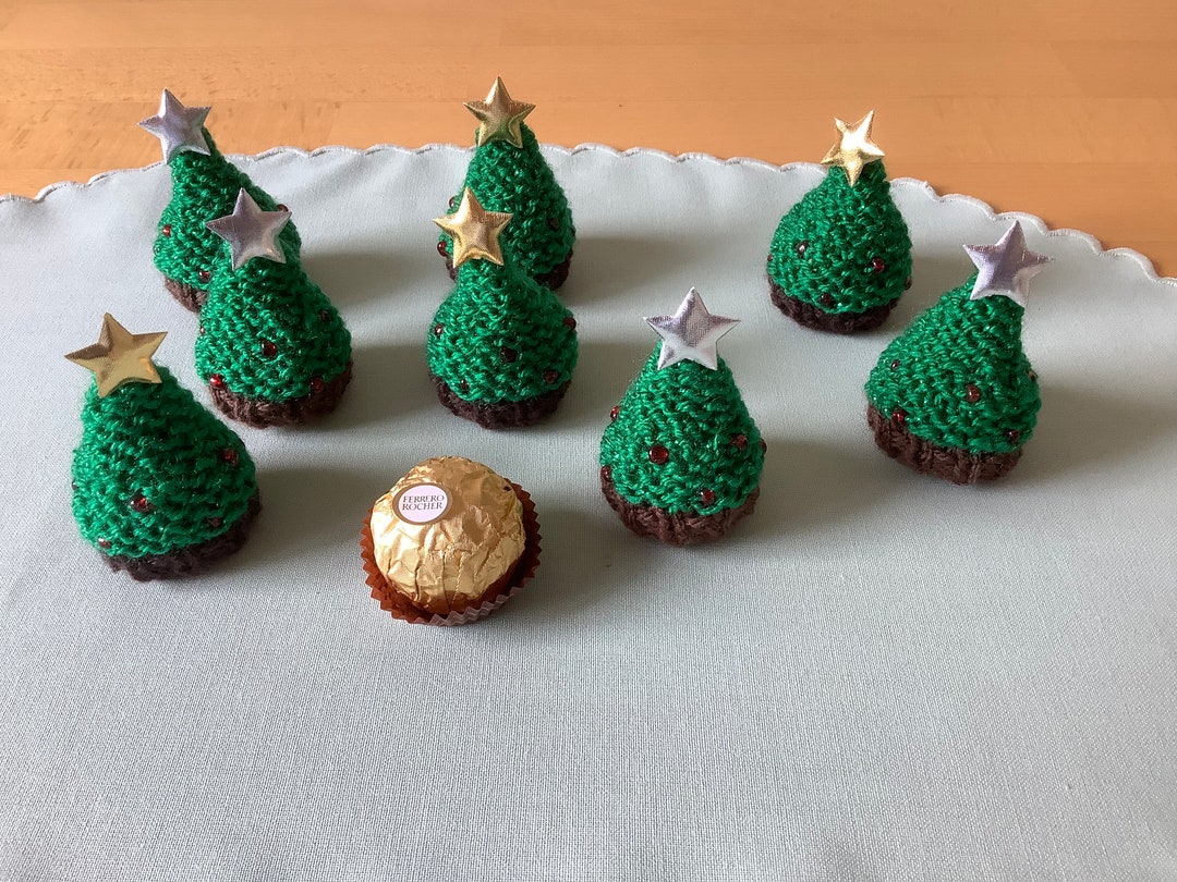 Hand Knitted Christmas Trees With a Gold or Silver Star. Made to Cover ...
