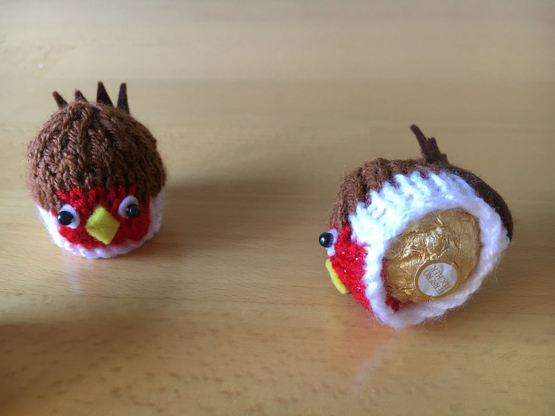 A Cute Hand Knitted Robin to Cover a Ferrero Rocher Chocolate. - Etsy UK