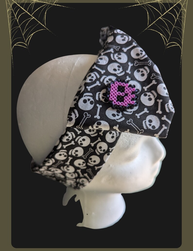 Black and White Skull Skeleton Wire Headband Wrap With Purple Skull Bow ...