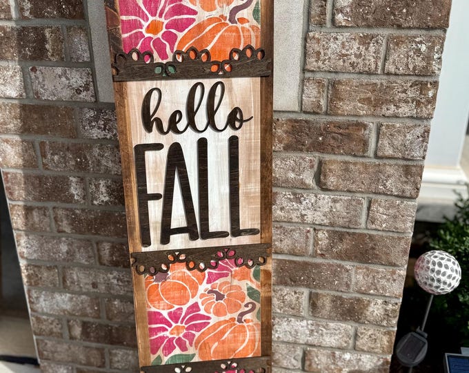Handmade Hello Fall Porch Sign: Rustic Wood Welcome Decor, 4ft - Etsy