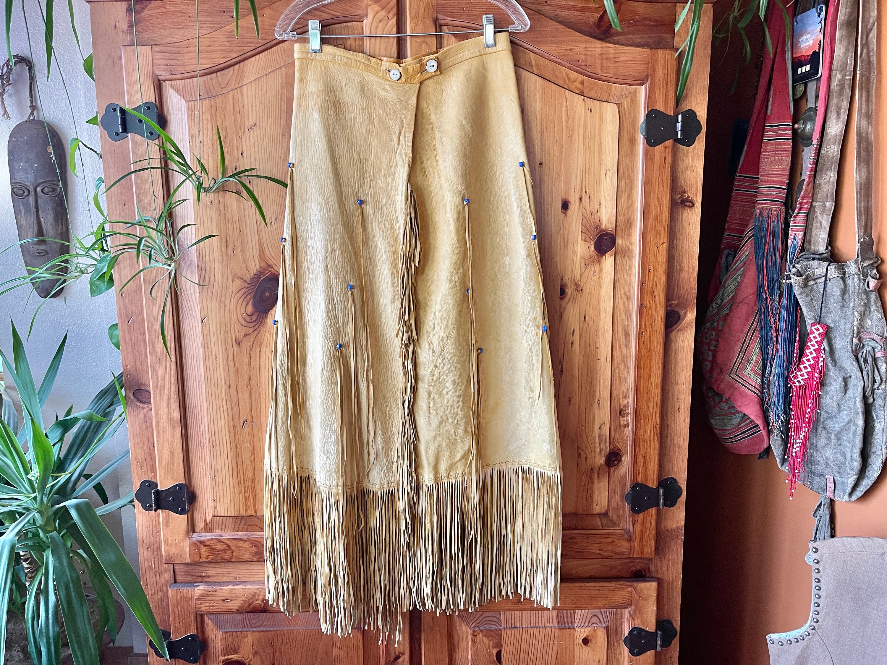 Vintage Handmade Fringed Buckskin Skirt - Etsy