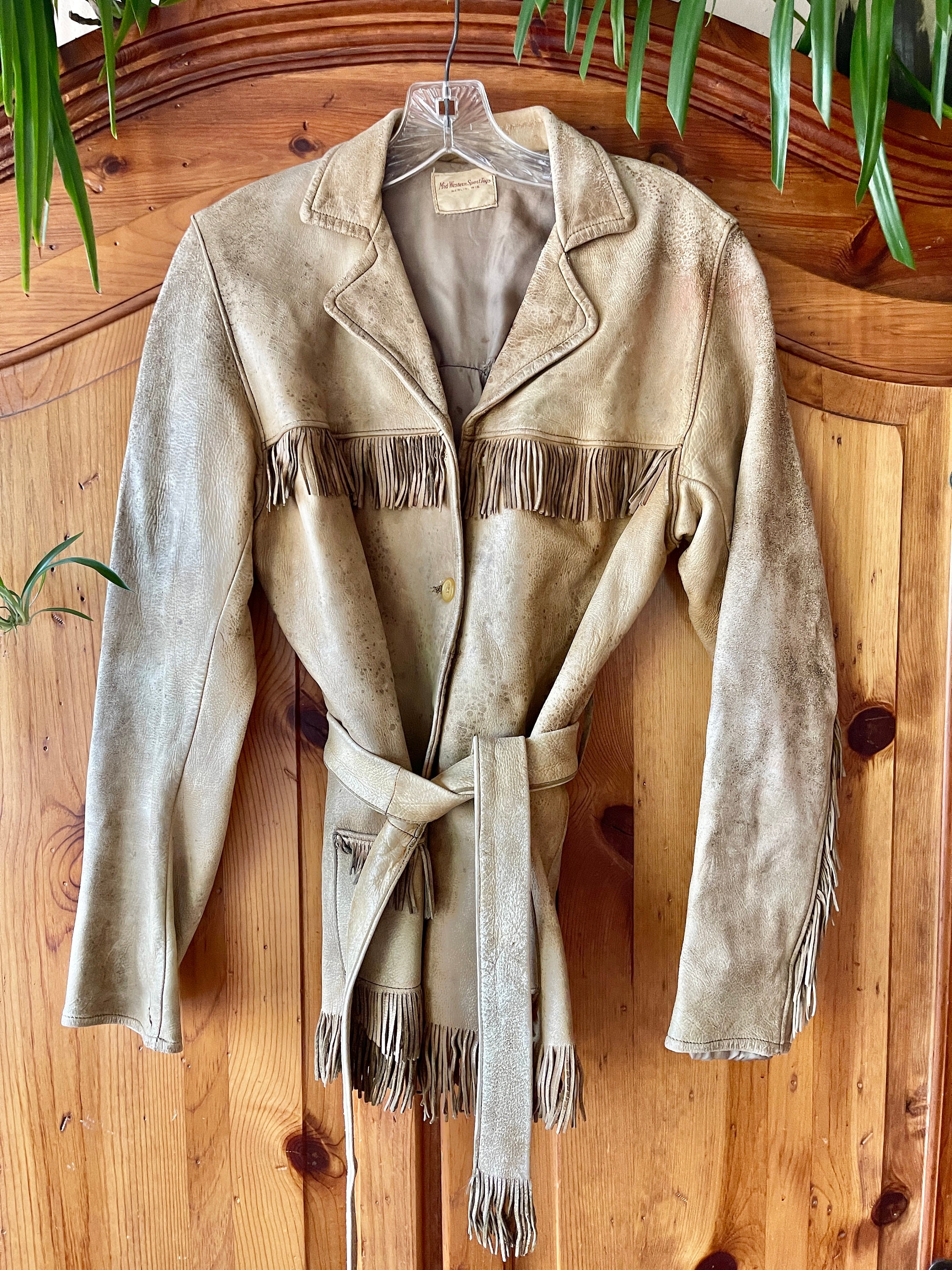 Vintage Ladies Fringed Leather Jacket - Etsy
