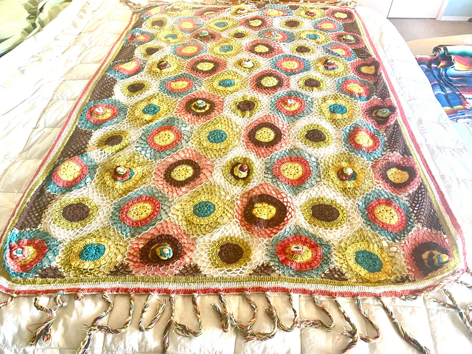 Amazing Fringed Vintage Afghan - Etsy