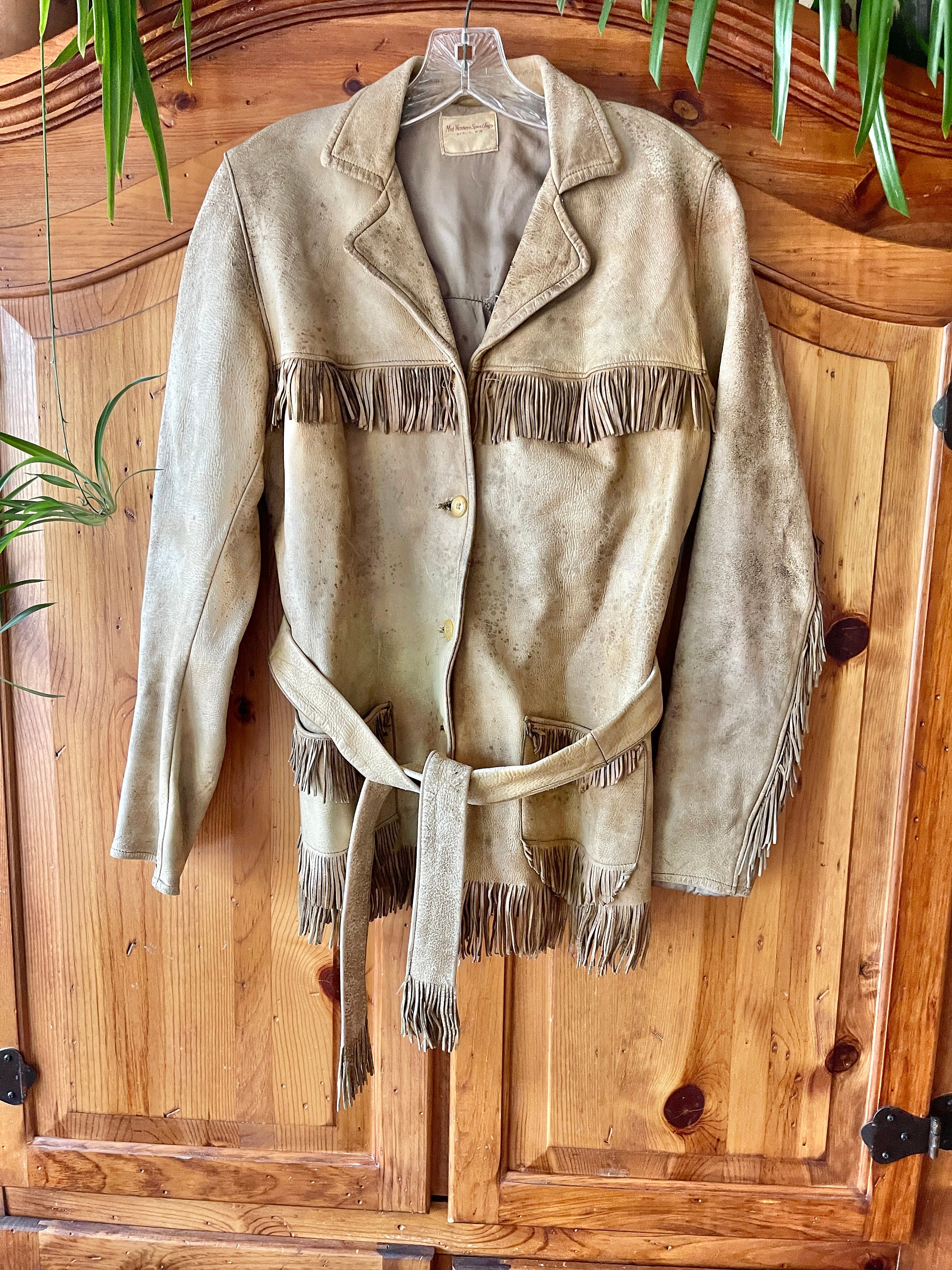 Vintage Ladies Fringed Leather Jacket - Etsy