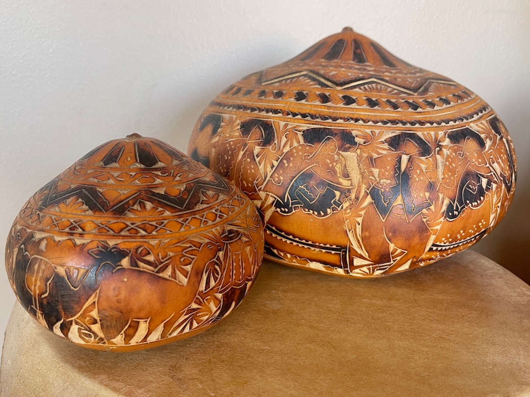 African Hand Carved Gourds - Etsy