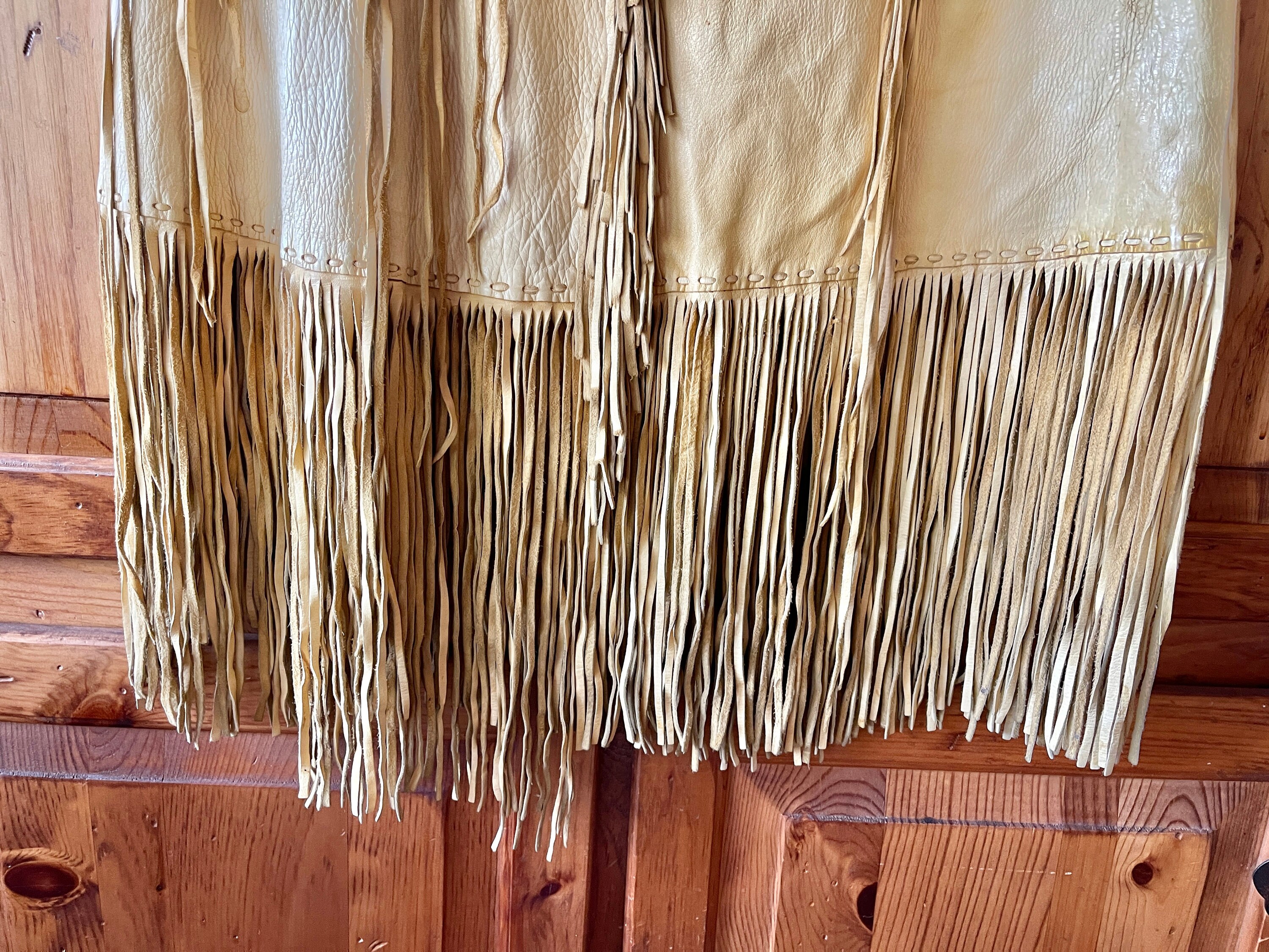 Vintage Handmade Fringed Buckskin Skirt - Etsy