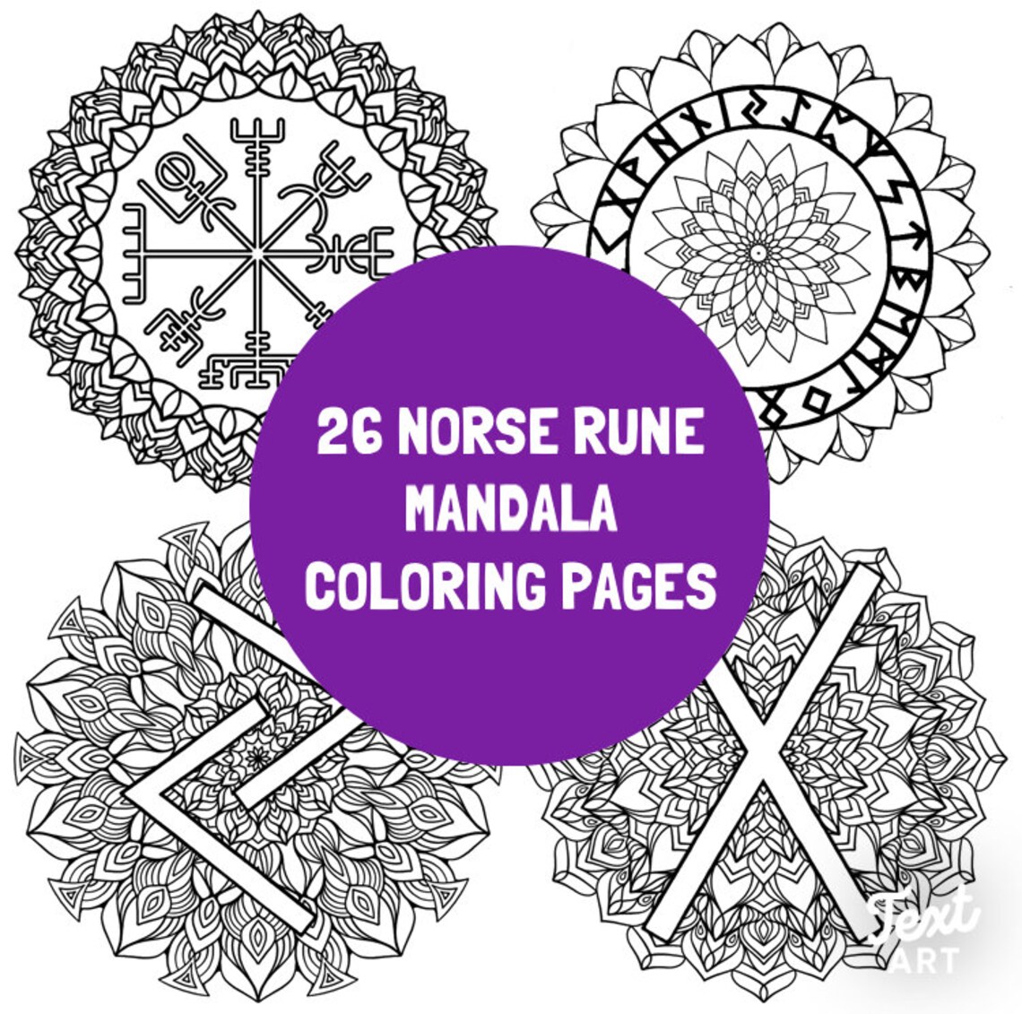 26 Norse Rune Mandala Coloring Pages - Etsy