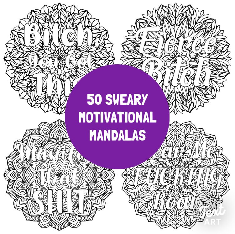 50 Sweary Motivational Mandala Coloring Pages - Etsy