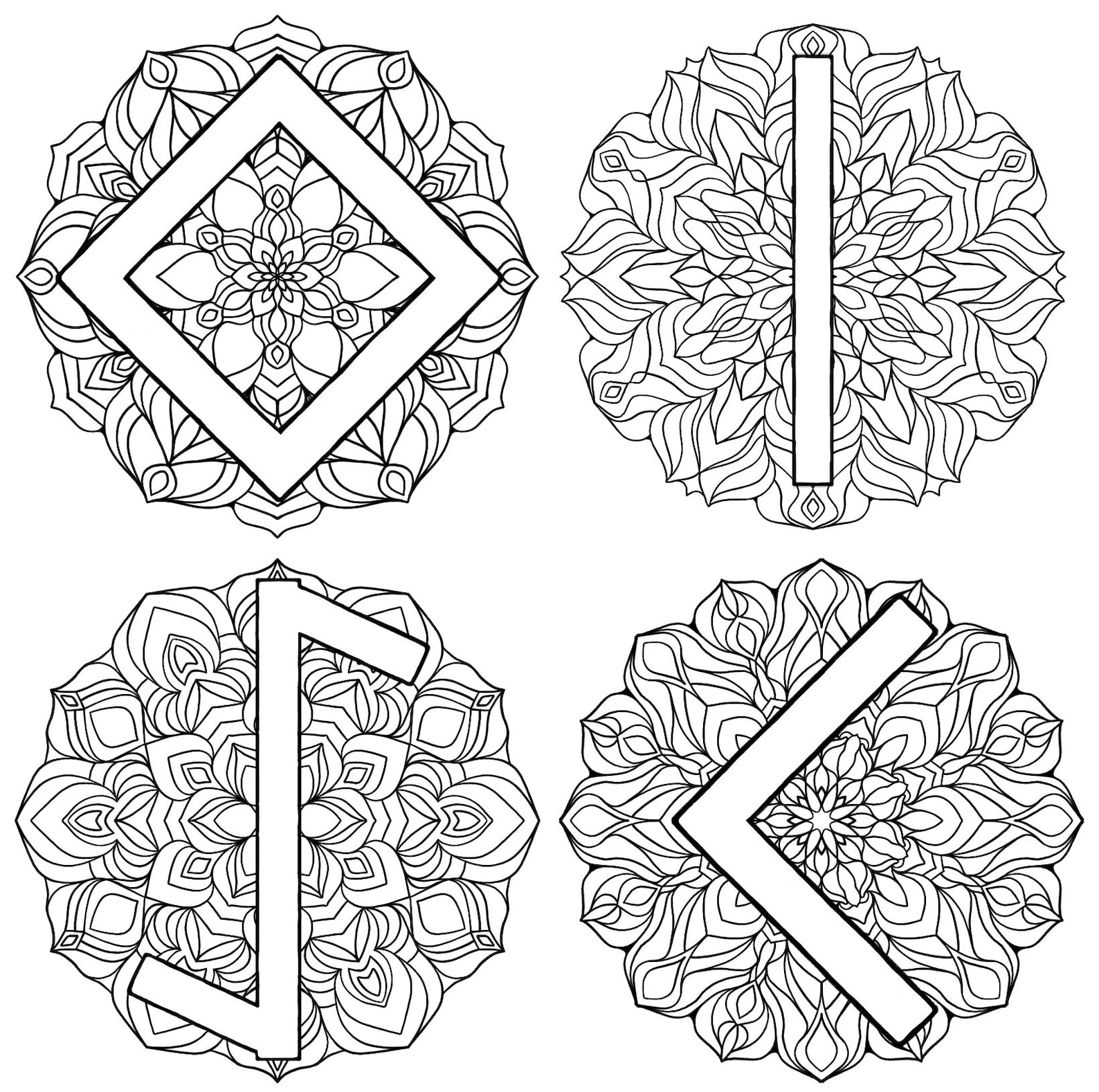 26 Norse Rune Mandala Coloring Pages - Etsy
