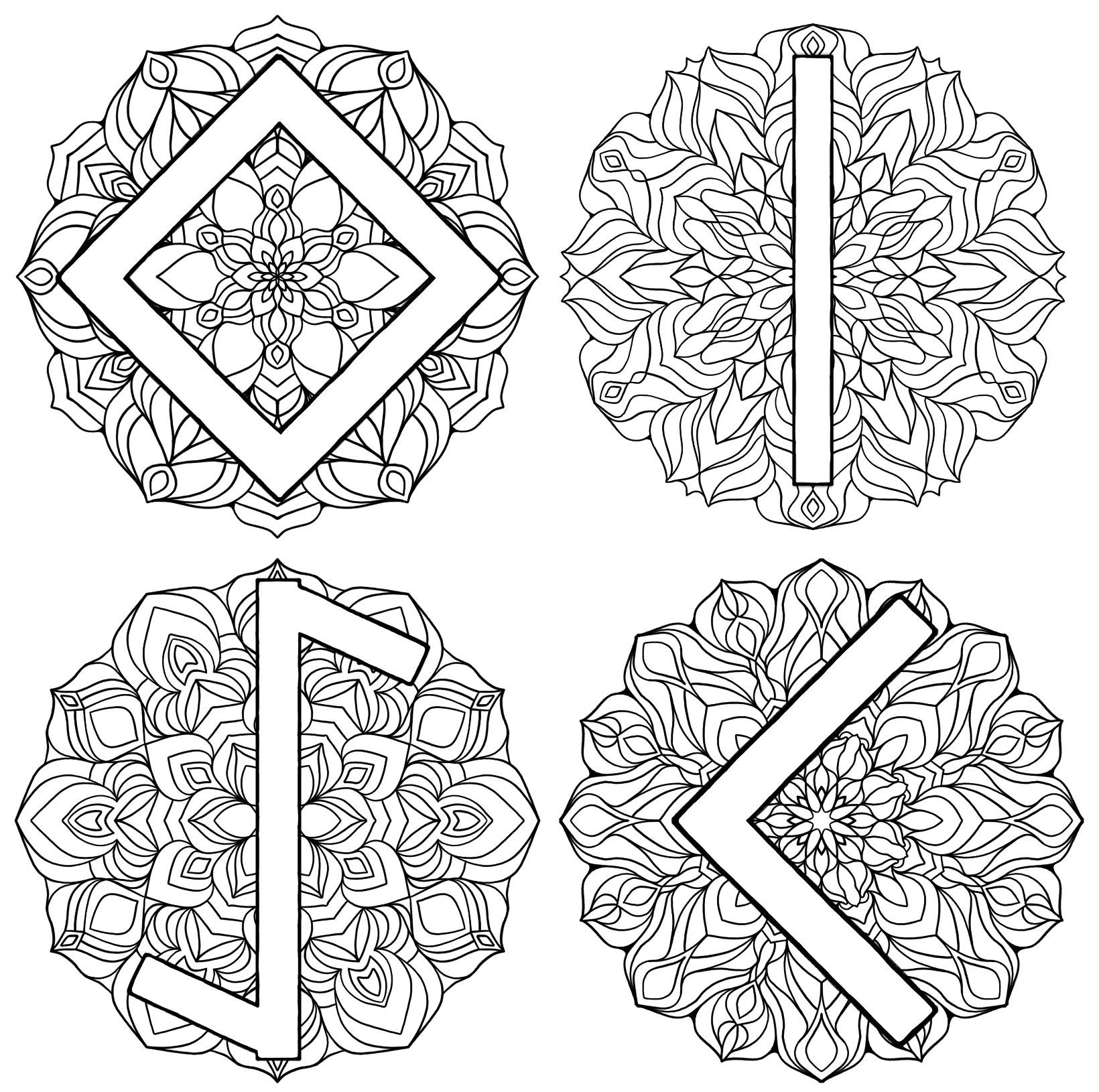26 Norse Rune Mandala Coloring Pages - Etsy