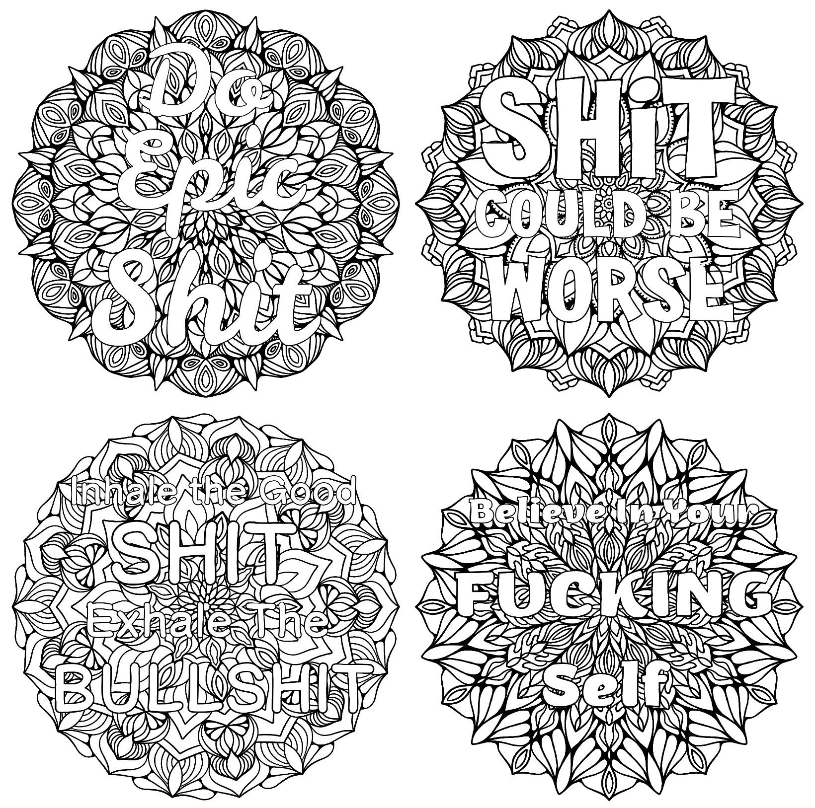 50 Sweary Motivational Mandala Coloring Pages - Etsy