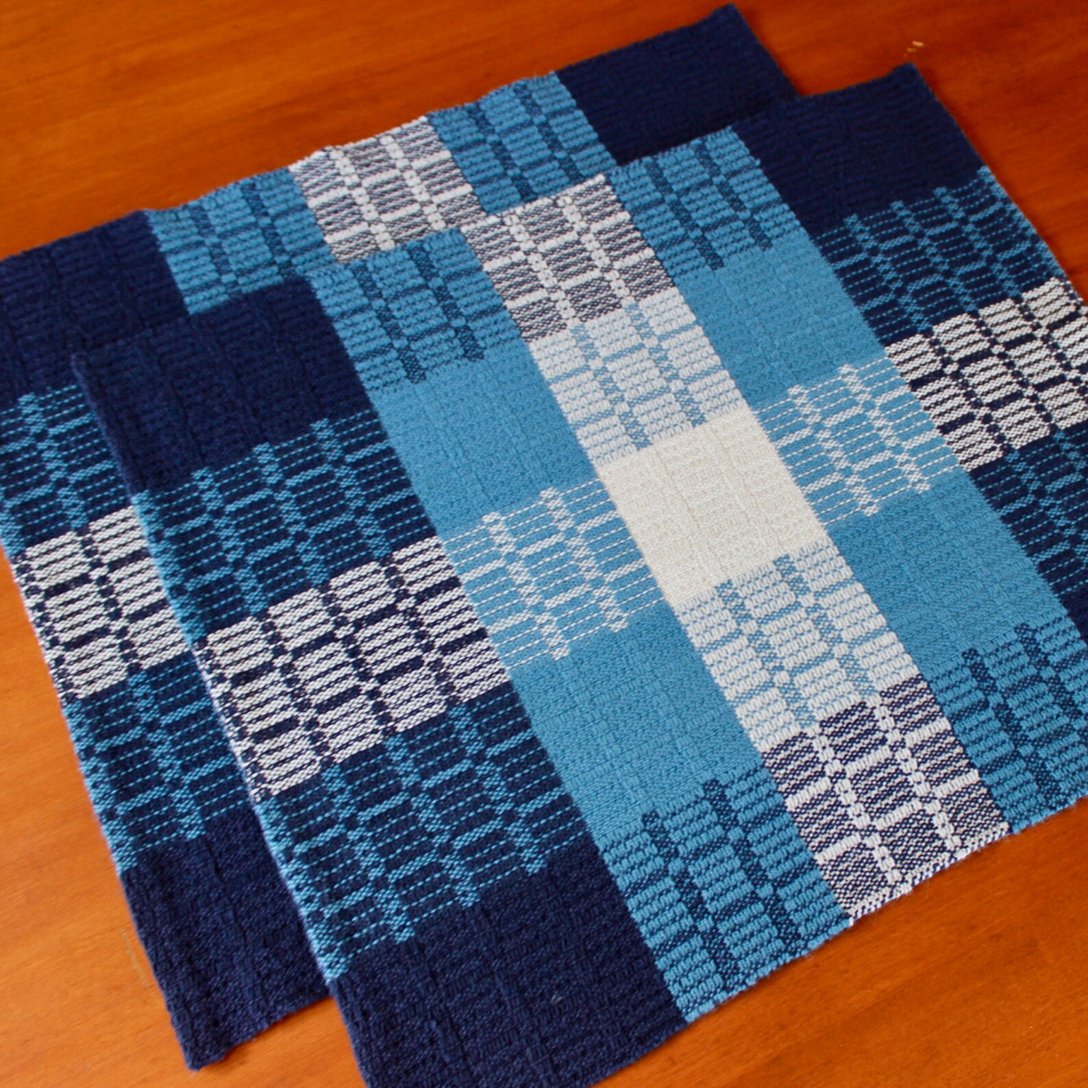Placemats Handwoven Hand Woven Place Mats 2 Cotton Linen Blue Navy ...
