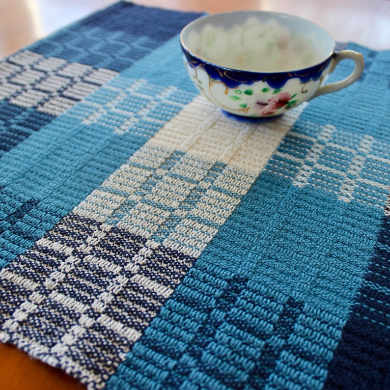 Placemats Handwoven Hand Woven Place Mats 2 Cotton Linen Blue Navy ...