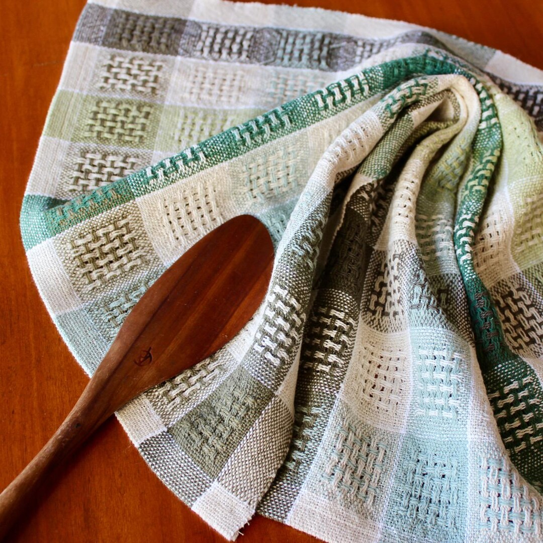 Hand Woven Kitchen Towel Handwoven Dishtowel Dish Chef Cotton Huck Lace ...