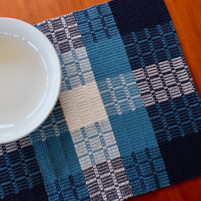 Placemats Handwoven Hand Woven Place Mats 2 Cotton Linen Blue Navy ...