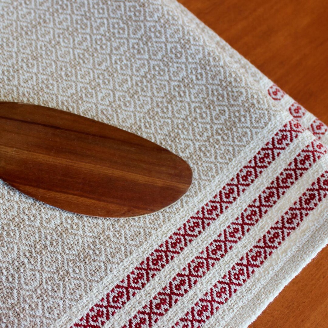 Handwoven Towel Dish Chef Kitchen Cotton Linen off White Natural Brick ...