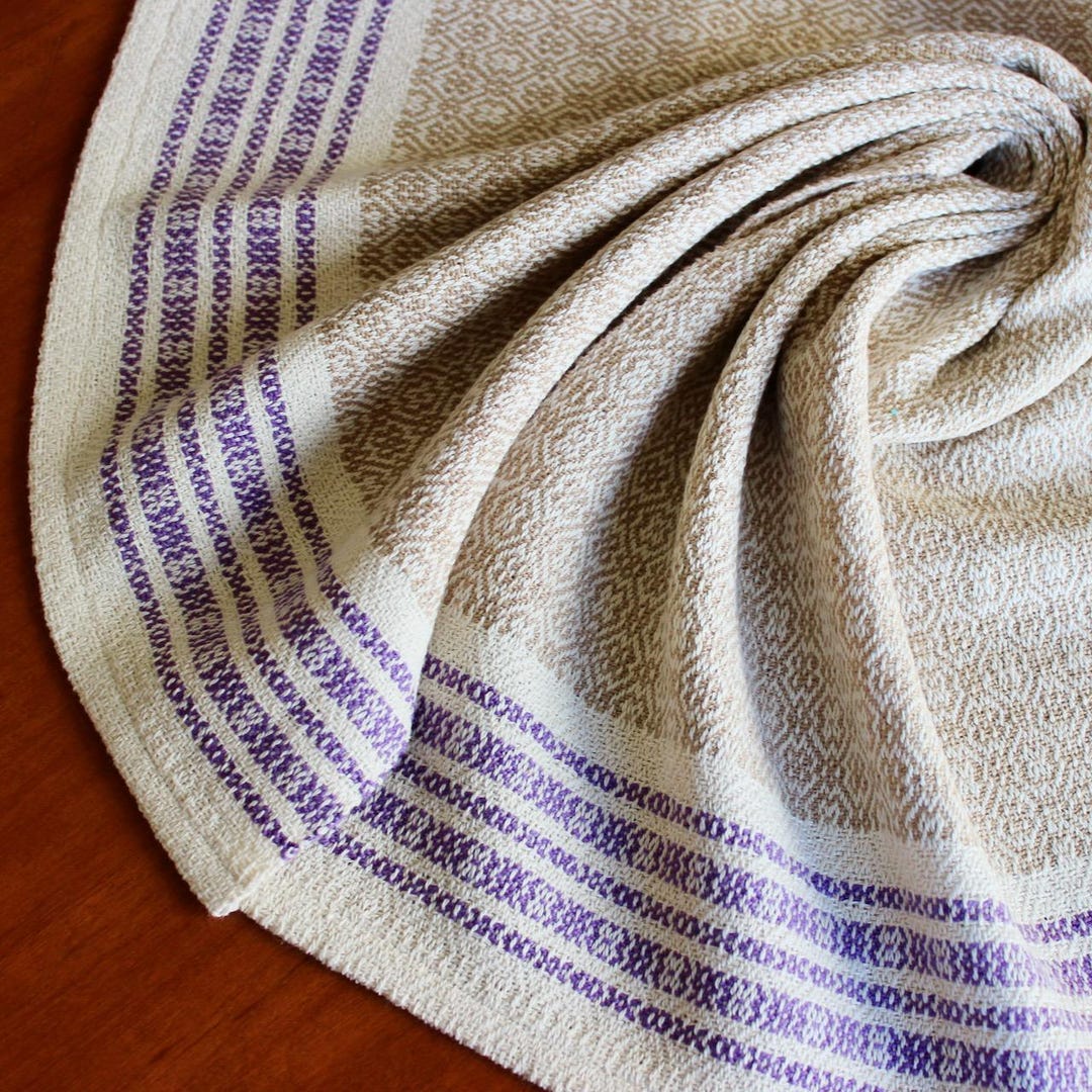 Handwoven Towel Dish Chef Kitchen Cotton Linen off White Natural Purple ...