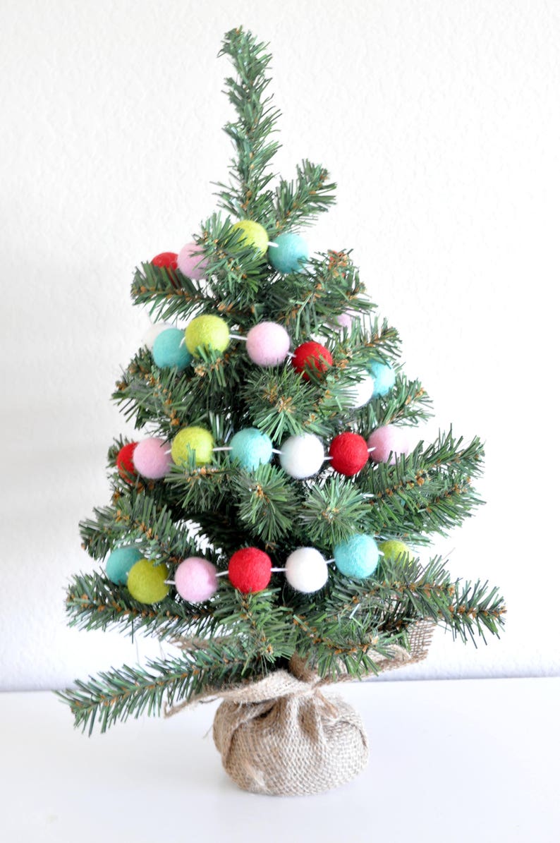 Colorful Christmas Garland Holiday Felt Ball Garland - Etsy