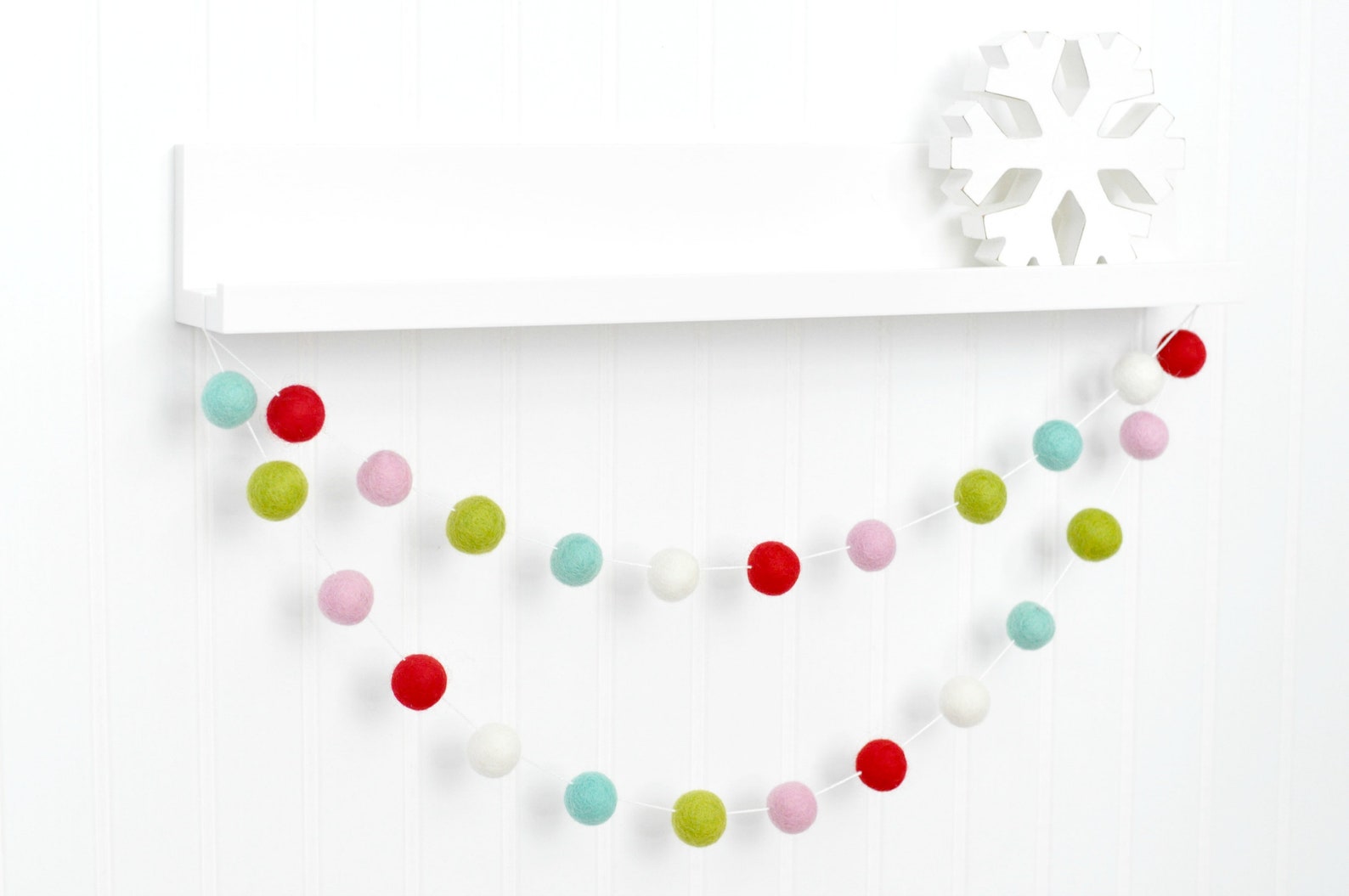 Colorful Christmas Garland Holiday Felt Ball Garland - Etsy