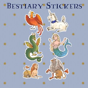Medieval Sticker Set, Renaissance Stickers, Mythical Creatures, Gryffin ...