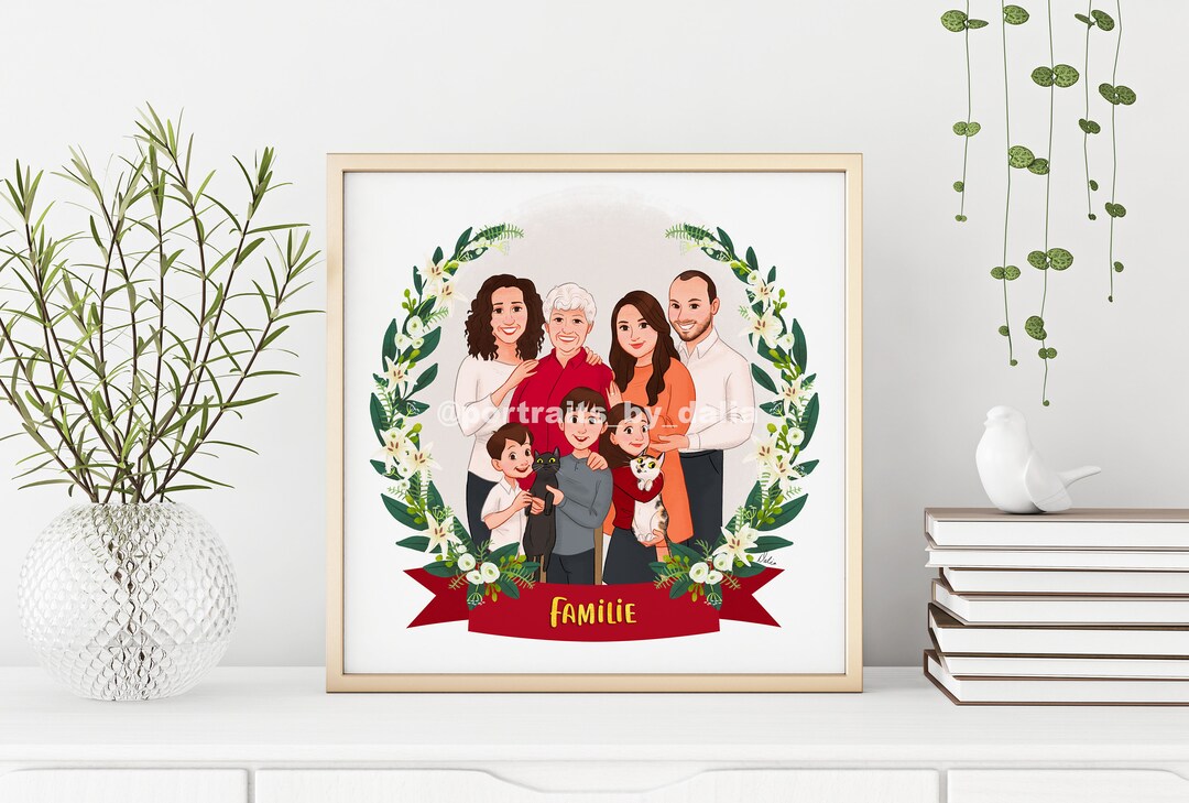 Custom Family Portrait Cartoon, Custom Cartoon Couples Portrait, Custom ...