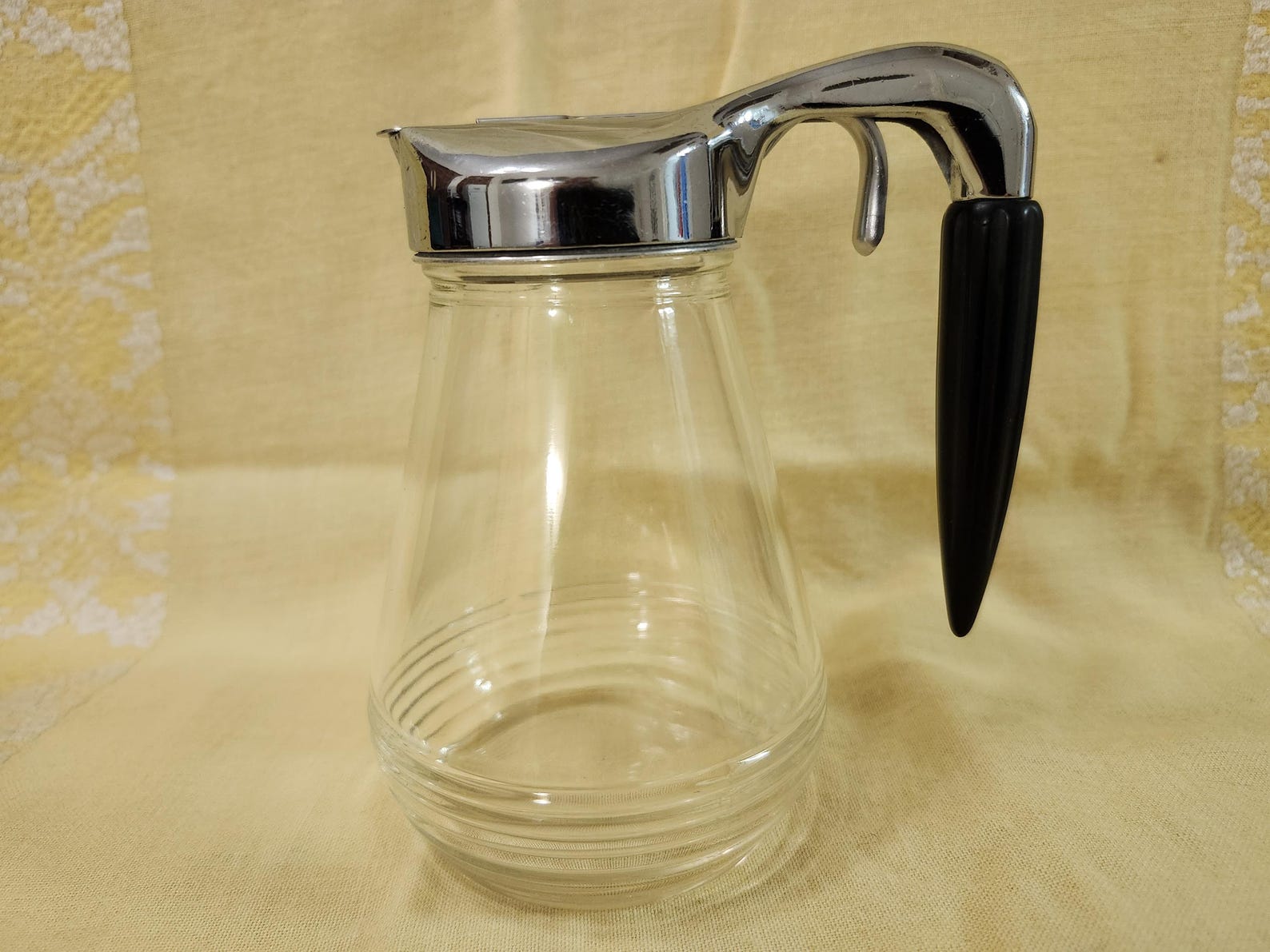 Retro Glass Syrup Dispenser With Bakelite Handle & Chrome Lid, Works ...
