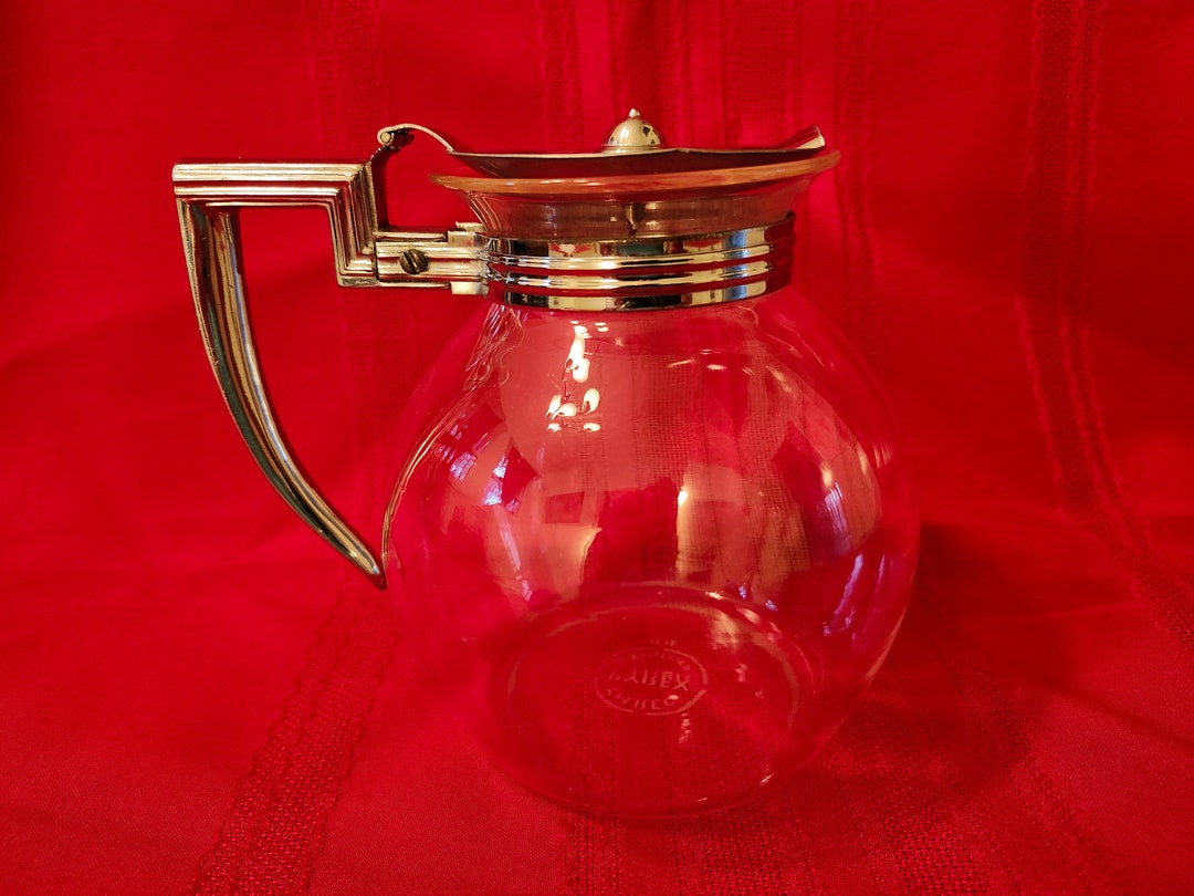 Art Deco Pyrex Glass & Chrome Drink/coffee Server/pitcher/carafe, 5.75 ...