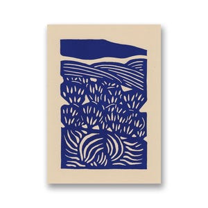 Landscape Block Print, Linocut, Lino Print, Block Print Art, Bohemian ...