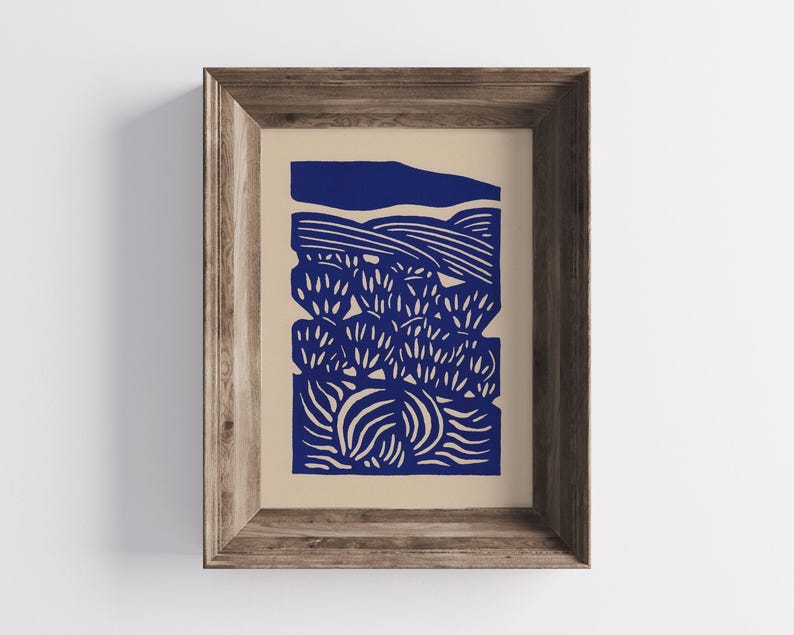 Landscape Block Print, Linocut, Lino Print, Block Print Art, Bohemian ...