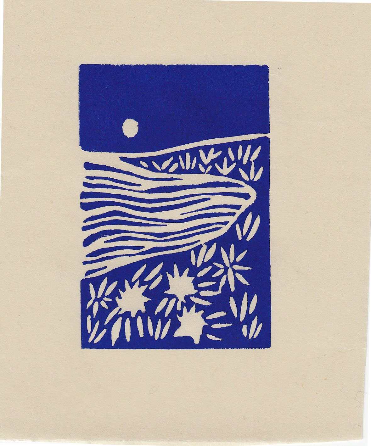 Linocut Landscape Print Lake Art Minimalist Blue Wall Art - Etsy