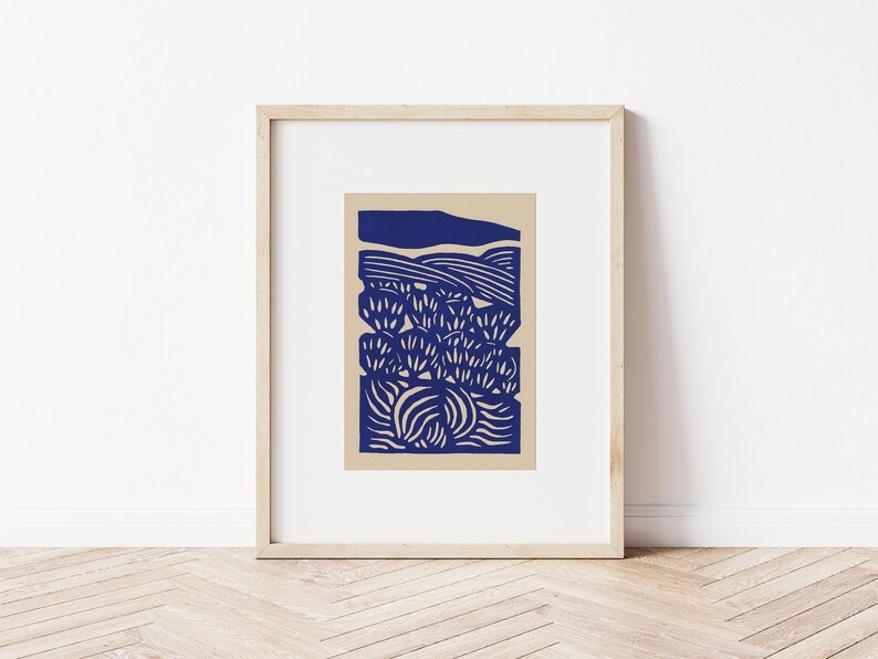 Landscape Block Print, Linocut, Lino Print, Block Print Art, Bohemian ...