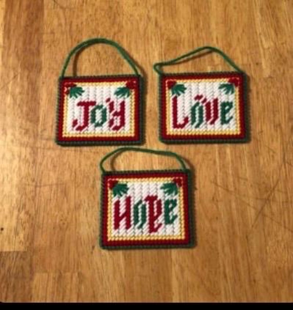 Joy Love Hope Christmas Ornaments Decoration Plastic Canvas - Etsy