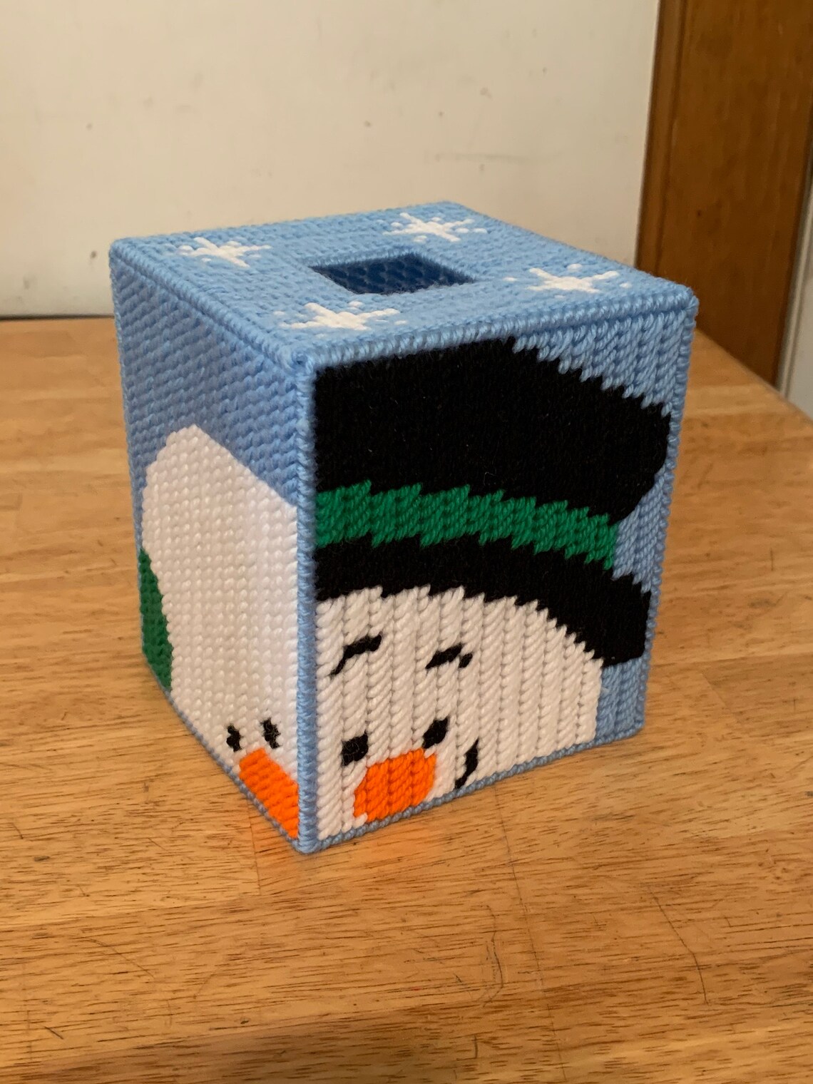 Whimsical Snowman Tissue Box Cover, Winter Themed Tissue Topper ...