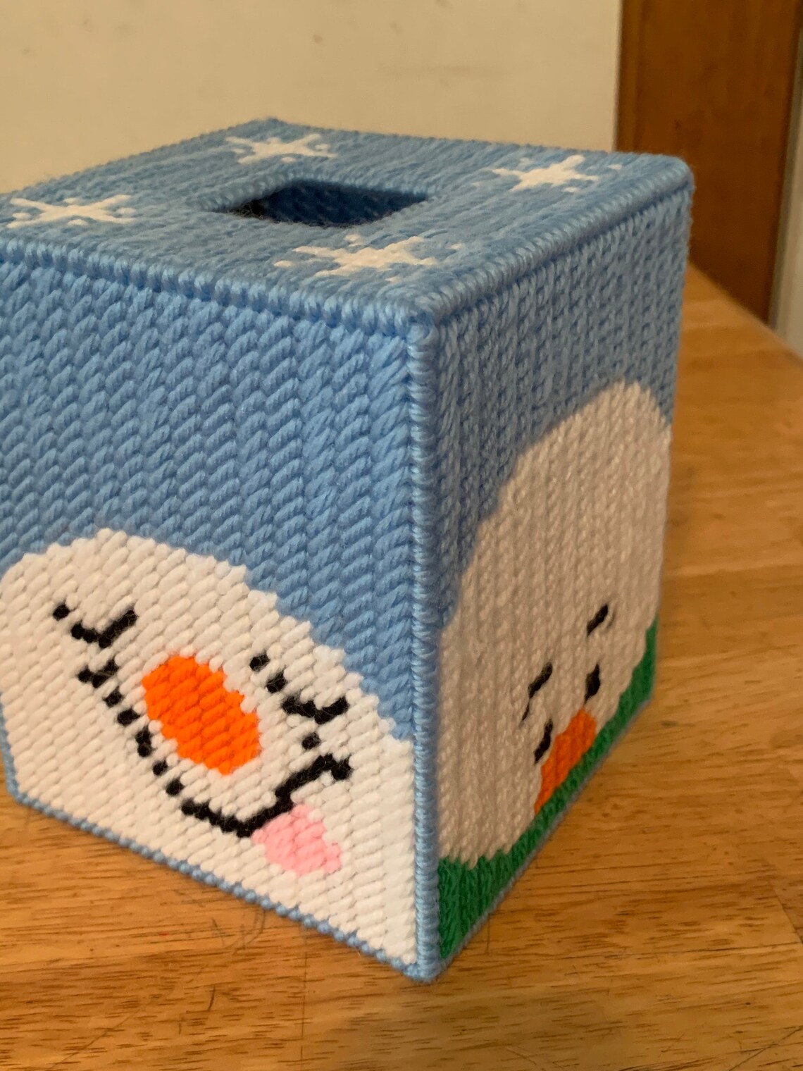 Whimsical Snowman Tissue Box Cover, Winter Themed Tissue Topper ...