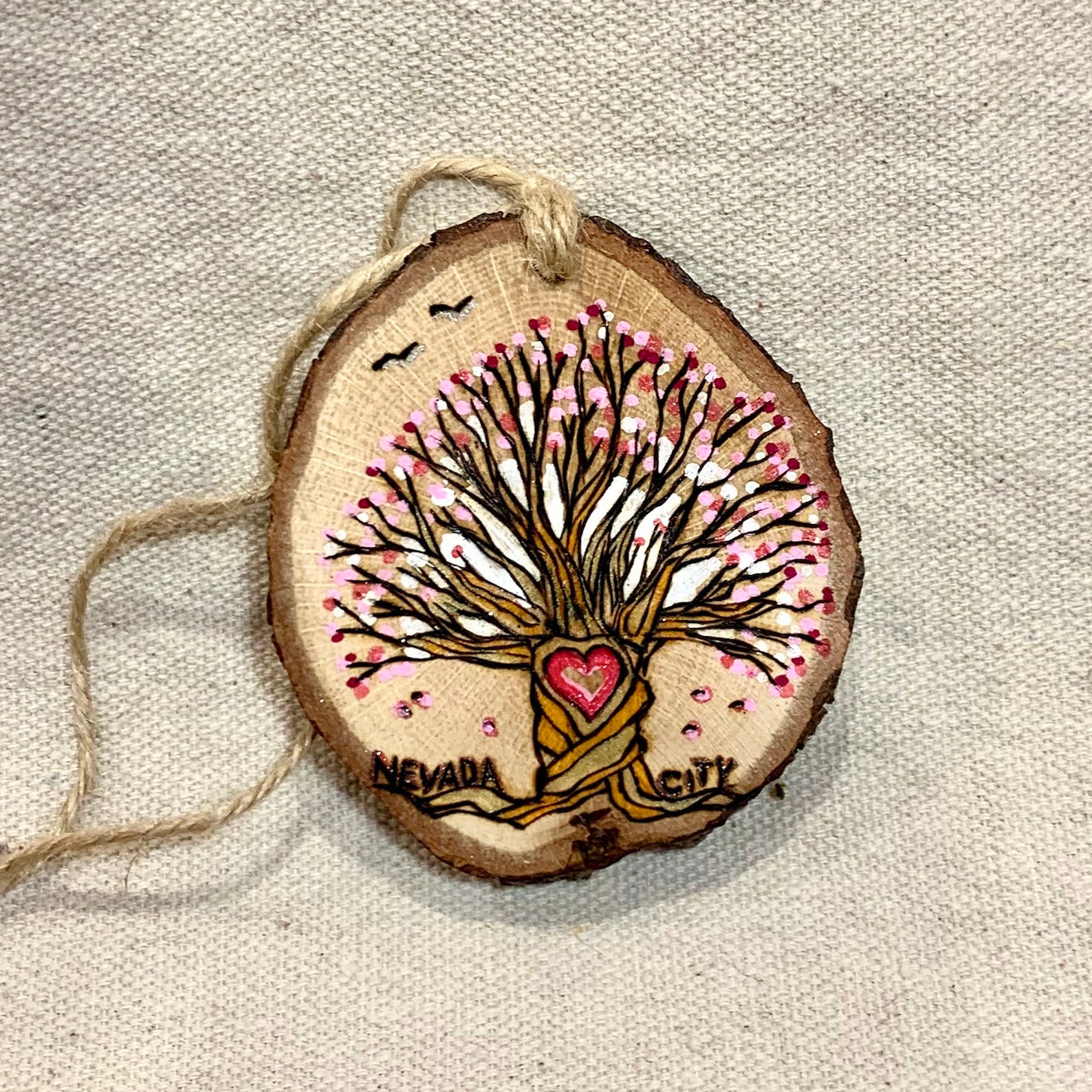 Ornament Wood Burned Hand Painted Heart Complex Oak Tree - Etsy