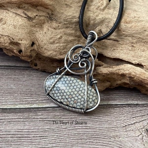 Indonesian Wrasse Snakeskin Stone Fossil Wire Wrapped Pendant. - Etsy