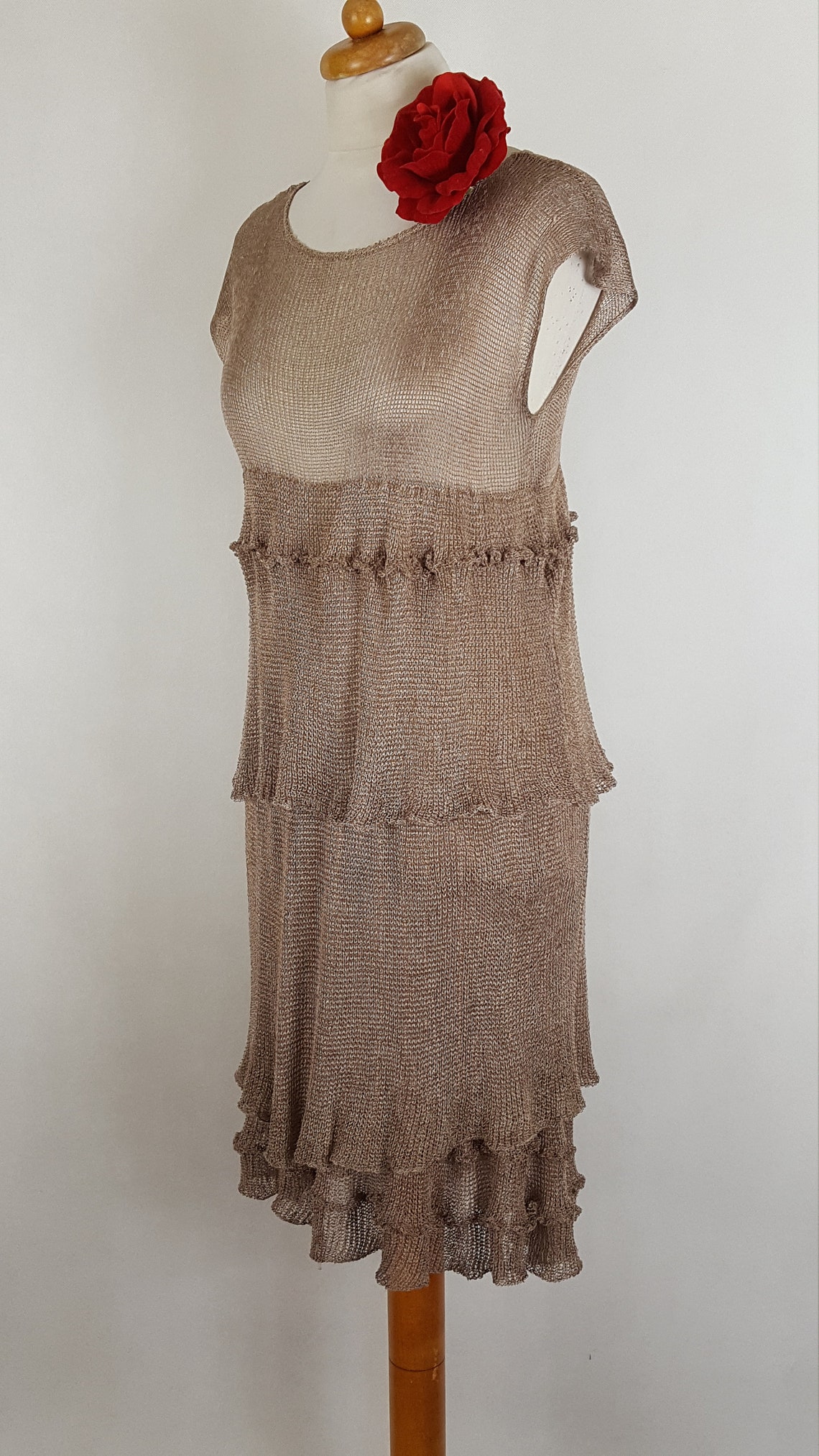 Ecological Midi Dress in Linen and Viscose Silk. Linen Jersey Dress ...