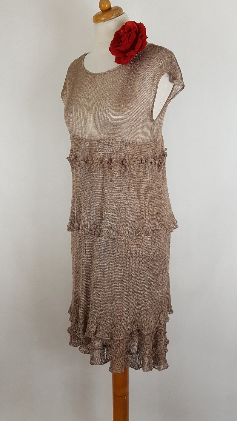 Ecological Midi Dress in Linen and Viscose Silk. Linen Jersey Dress ...