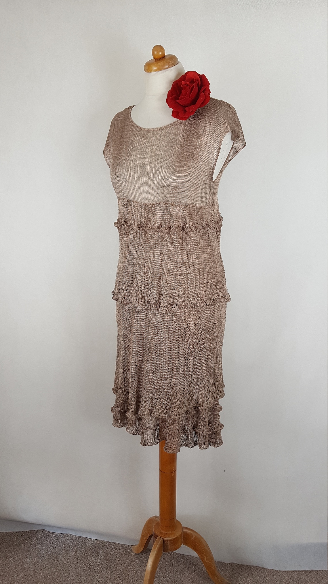 Ecological Midi Dress in Linen and Viscose Silk. Linen Jersey Dress ...
