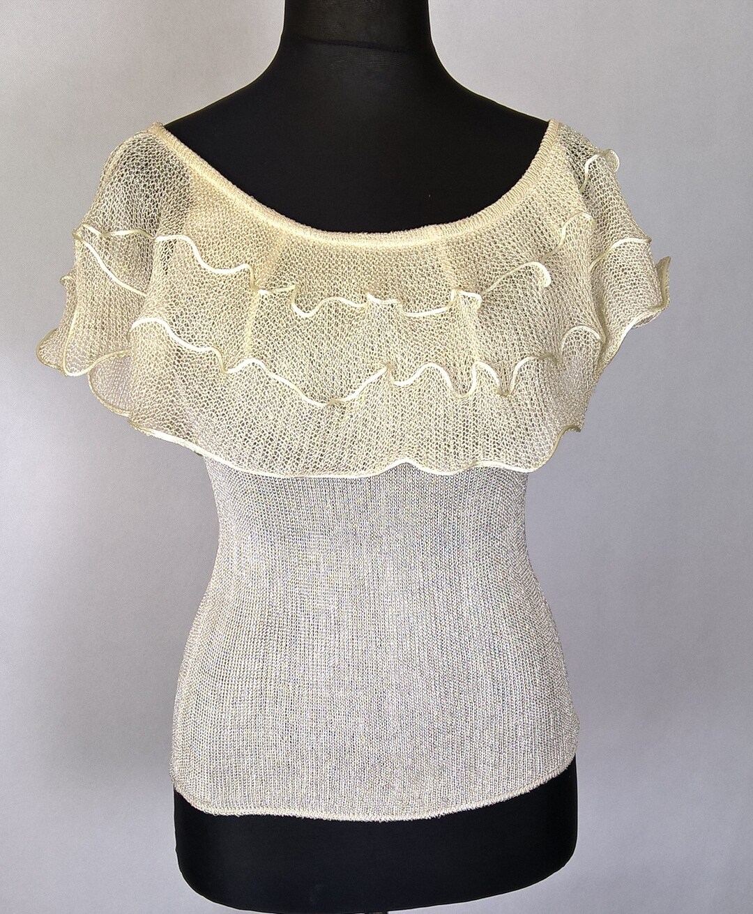 Ekri Blouse With Valance and Application, Knitted Blouse, Blouse With ...