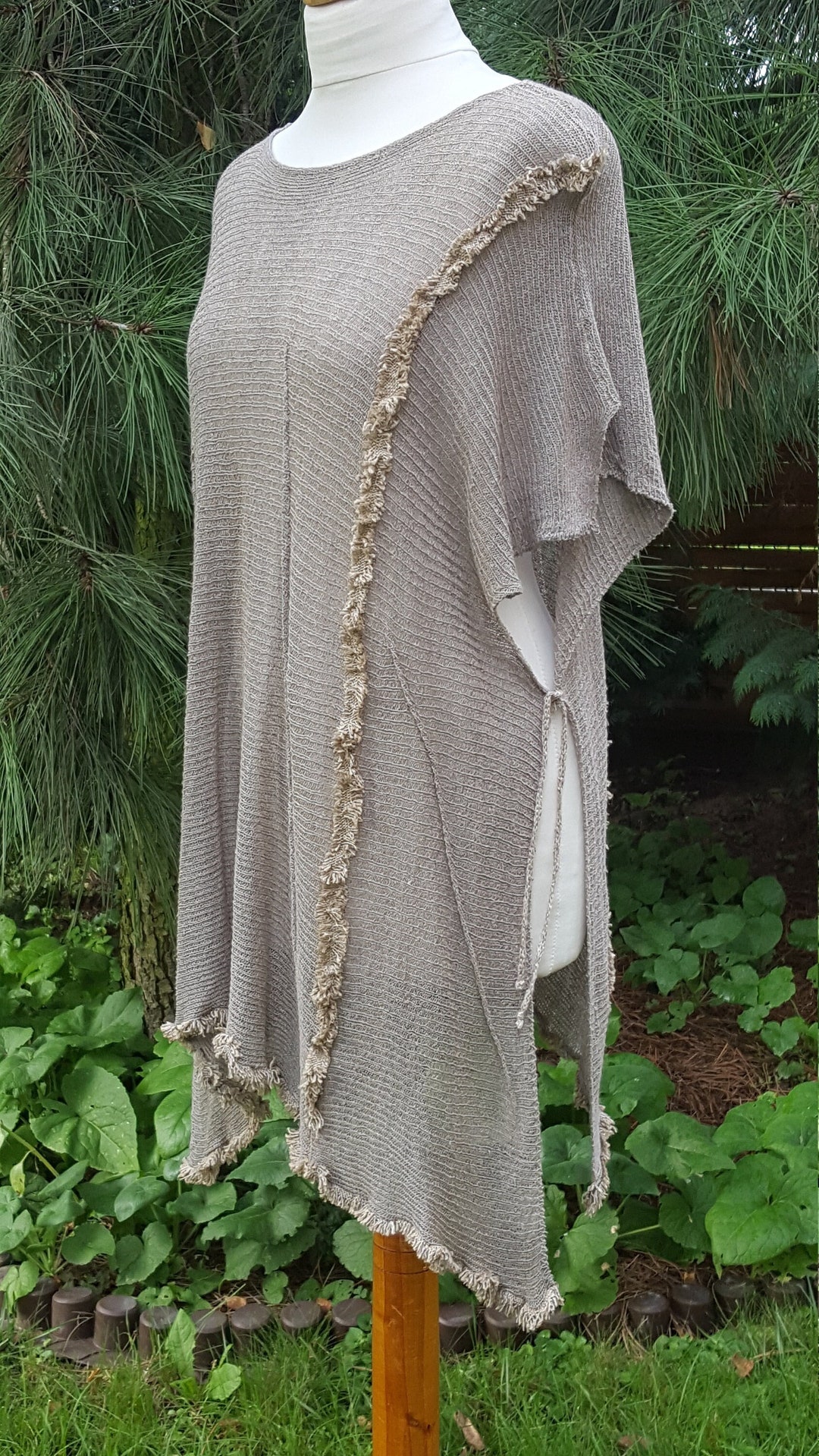 Natural Linen Poncho. A Unique Poncho in a Natural Color - Etsy