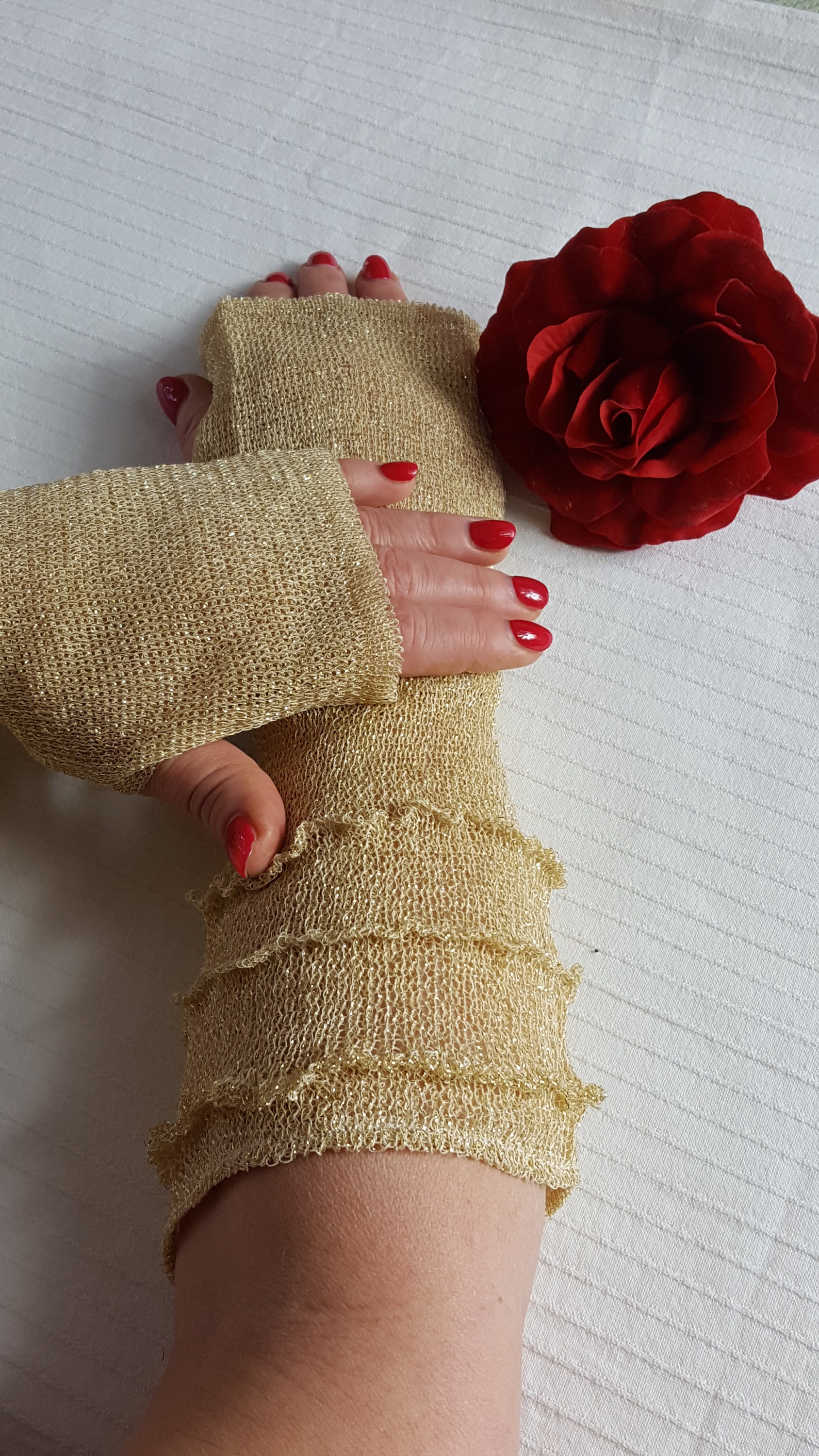 Linen Mittens With Gold Thread, Mittens - Etsy